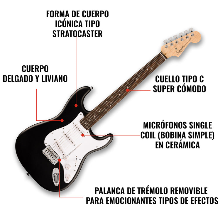 Guitarra Electrica Fender Squier Debut Stratocaster Lrl Wpg Blk ...